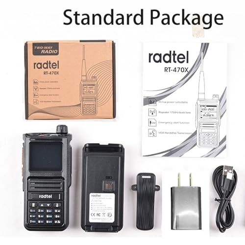 Radtel RT-470X Tri-Band Ham Radio Walkie Talkies 256CH Aviation Air Band Two Way Radio NOAA Police Scanner Marine UHF VHF Long Range Handheld Transceiver USB-C, Wireless Copy Frequency