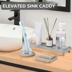 lemtrflo Instant Dry Sink Organizer | Bathroom Sink Caddy 11"*4.33" Diatomaceous Water Absorbing Stone Tray for Sink | 2PCS Dish Drying Stone Kitchen Soap Tray Diatomite Coasters for Sink Accessories…