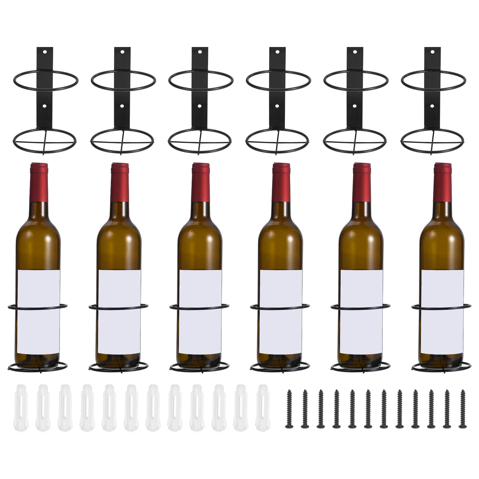 uxcell Spiral Wine Wall Holder 12 Pcs, Metal Wine Bottle Display Holder, Wine Bottles Display Wall Storage Shelf -for Kitchen Bar Wall Decor Black Upward