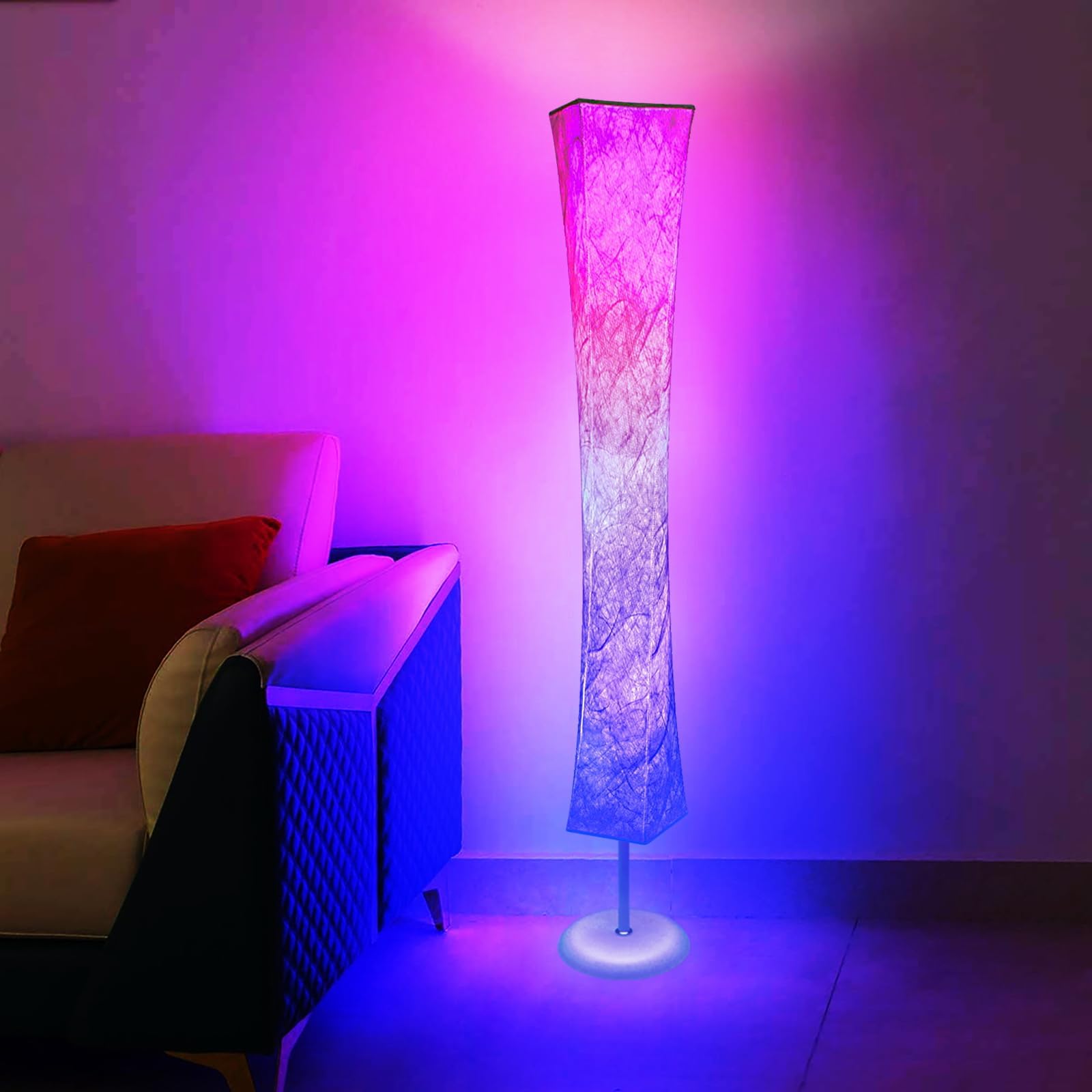 dotanddot Floor Lamp, RGB Color Changing, Smart Control Music Sync with Fabric Shade, Standing Lamp for Living Room Bedroom Game Room, 62 inch