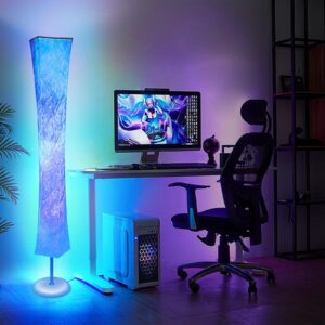 dotanddot Floor Lamp, RGB Color Changing, Smart Control Music Sync with Fabric Shade, Standing Lamp for Living Room Bedroom Game Room, 62 inch