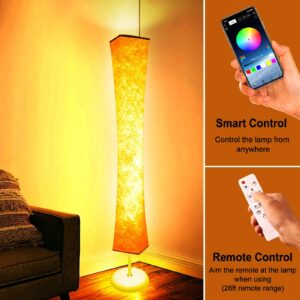 dotanddot Floor Lamp, RGB Color Changing, Smart Control Music Sync with Fabric Shade, Standing Lamp for Living Room Bedroom Game Room, 62 inch