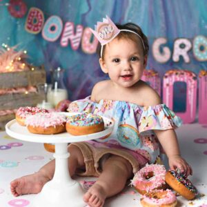 Rpvod 1st Birthday for Donut Baby Hat - Donut One Birthday Crown for Decoration,First Birthday Headpiece for Baby Girl,Best Party Supplies for Kids,Photo Booth Props Baby Showers