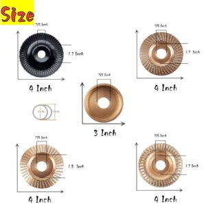 Angle Grinder Wood Carving Disc Set 5 Pack for 4" or 4 1/2" Angle Grinder with 5/8" Arbor, Angle Grinder Attachments, Wood Working Tools and Accessories, Stump Grinder Disc for Wood Cutting