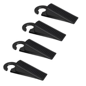 vncczi door stoppers, 4 pack premium rubber door stoppers wedge, door stops for carpet heavy duty door, door stoppers for bottom of door on tile, concrete, carpet, wooden floor (black) (black)