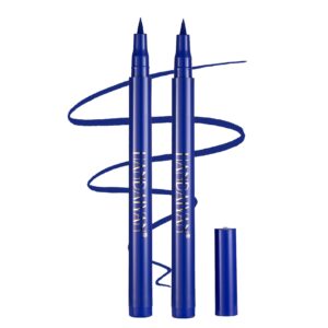 nvleptap 2 pcs dark blue liquid eyeliner pencil set colorful liquid eyeliner pen matte eye liner waterproof highly pigmented eye makeup - 06 dark blue