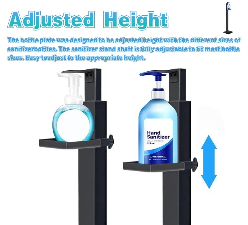 Hand Sanitizer Dispenser Stand - Foot Pedal Operated Dispenser Station for Home Hotels Commercial, Freestanding Hand Soap Holder Floor Stand, Black