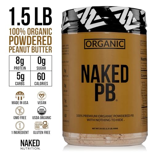 Organic Powdered Peanut Butter from US Farms – Bulk, Only 1 Ingredient - Roasted Peanuts, Vegan, No Additives, Preservative Free, No Salt, No Sugar - 45 Servings - NAKED PB