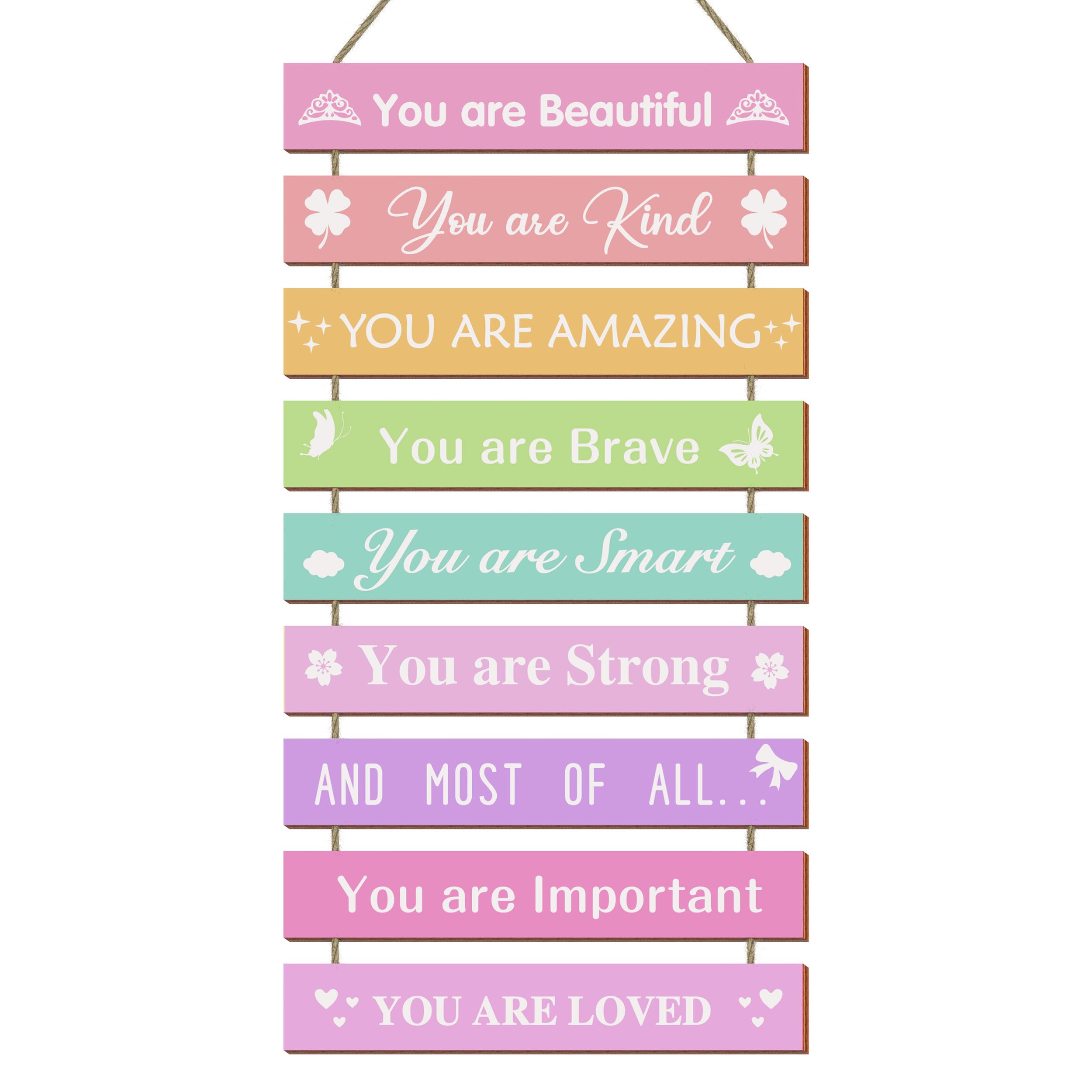 UBTKEY Girls Room Wall Decor, Set of 9 Pieces Wall Decor for Girls Bedroom Teen Girl, Inspirational Wall Art Hanging Plaque for Kids Baby Girl Nursery Wall Decortaions