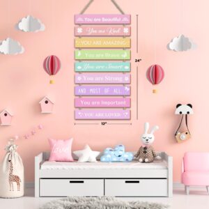 UBTKEY Girls Room Wall Decor, Set of 9 Pieces Wall Decor for Girls Bedroom Teen Girl, Inspirational Wall Art Hanging Plaque for Kids Baby Girl Nursery Wall Decortaions