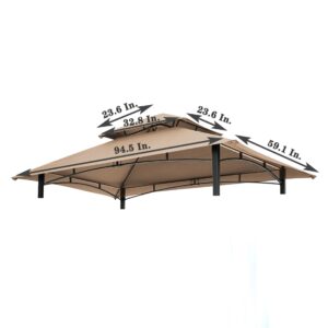 voqoomkl 5×8 Grill Gazebo Replacement Canopy Cover, Double Tiered Outdoor Grill Canopy Top, UV Resistant and Waterproof BBQ Tent Grill Shelter Cover for Barbecue and Picnic, Beige