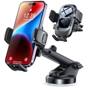 MEMOFO Phone Holders for Your Car【Military Grade Suction Ultra Strong Base】 Phone Mount for Car Windshield Dashboard Air Vent for iPhone, Samsung, Google, Nokia, Other Smartphones