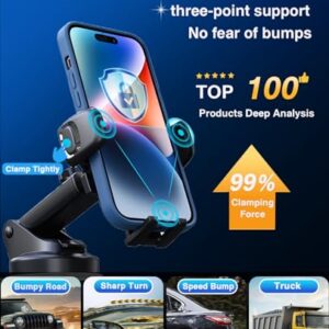 MEMOFO Phone Holders for Your Car【Military Grade Suction Ultra Strong Base】 Phone Mount for Car Windshield Dashboard Air Vent for iPhone, Samsung, Google, Nokia, Other Smartphones