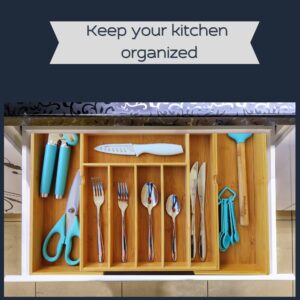 Bamboo Kitchen Drawer Organizer, Silverware Organizer, Flatware Organizer, Expandable, Non-Slip - 9 Grids, Kitchen Utensils and Flatware Holder, Cutlery Tray With Dividers M2 Home And Kitchen Ware