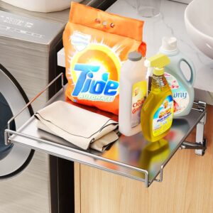 AYCWJZM Foldable Stainless Steel Door Hook Organizer & Countertop Shelf for Kitchen Cabinet Storage - Pot and Dish Rack Included. (Silver)