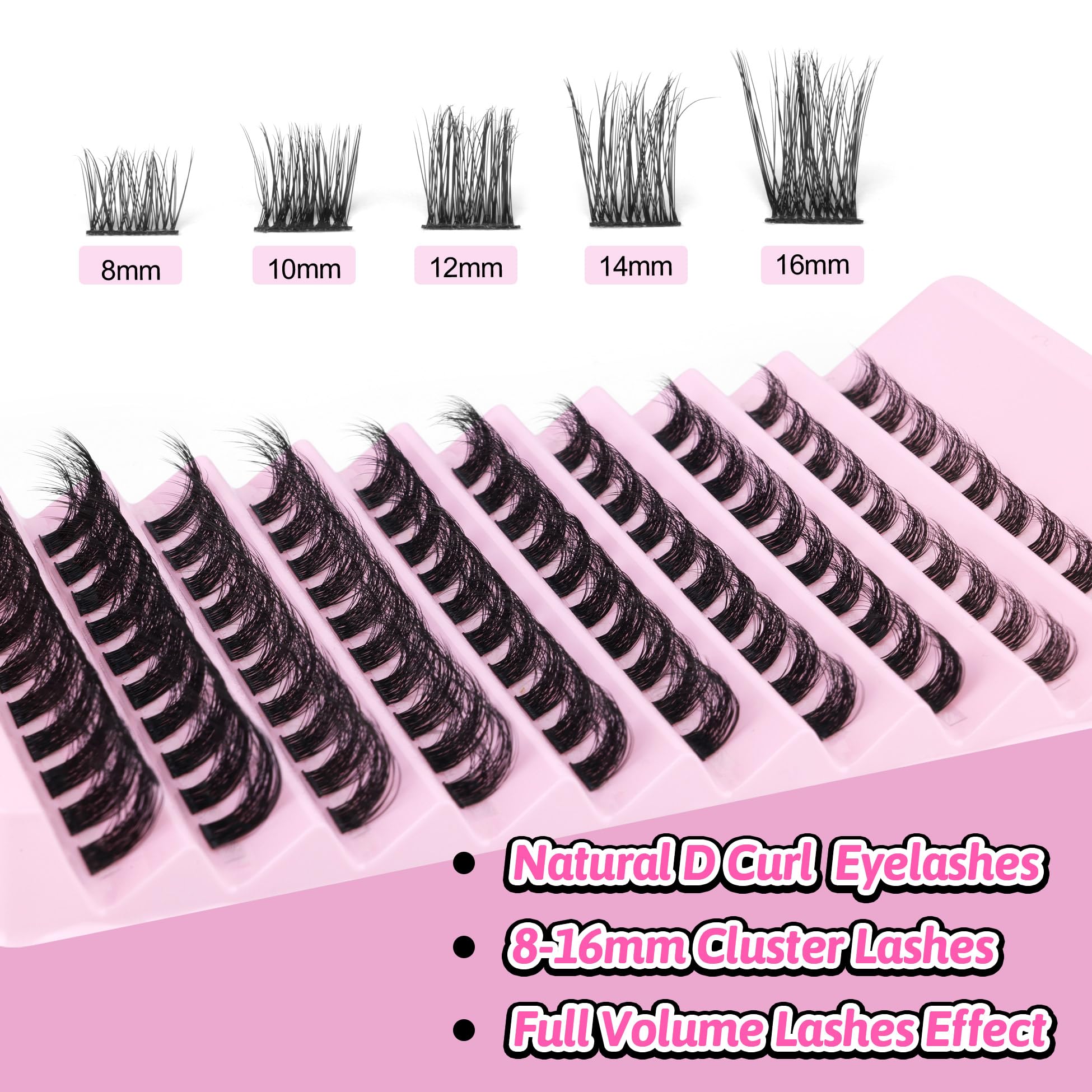 Eyelashes Extension Cluster Lashes Individual Full Volume Lashes Natural Look 8-16MM DIY False Lashes Mink D Curl 100 Pcs Fake Eyelashes by Winifred