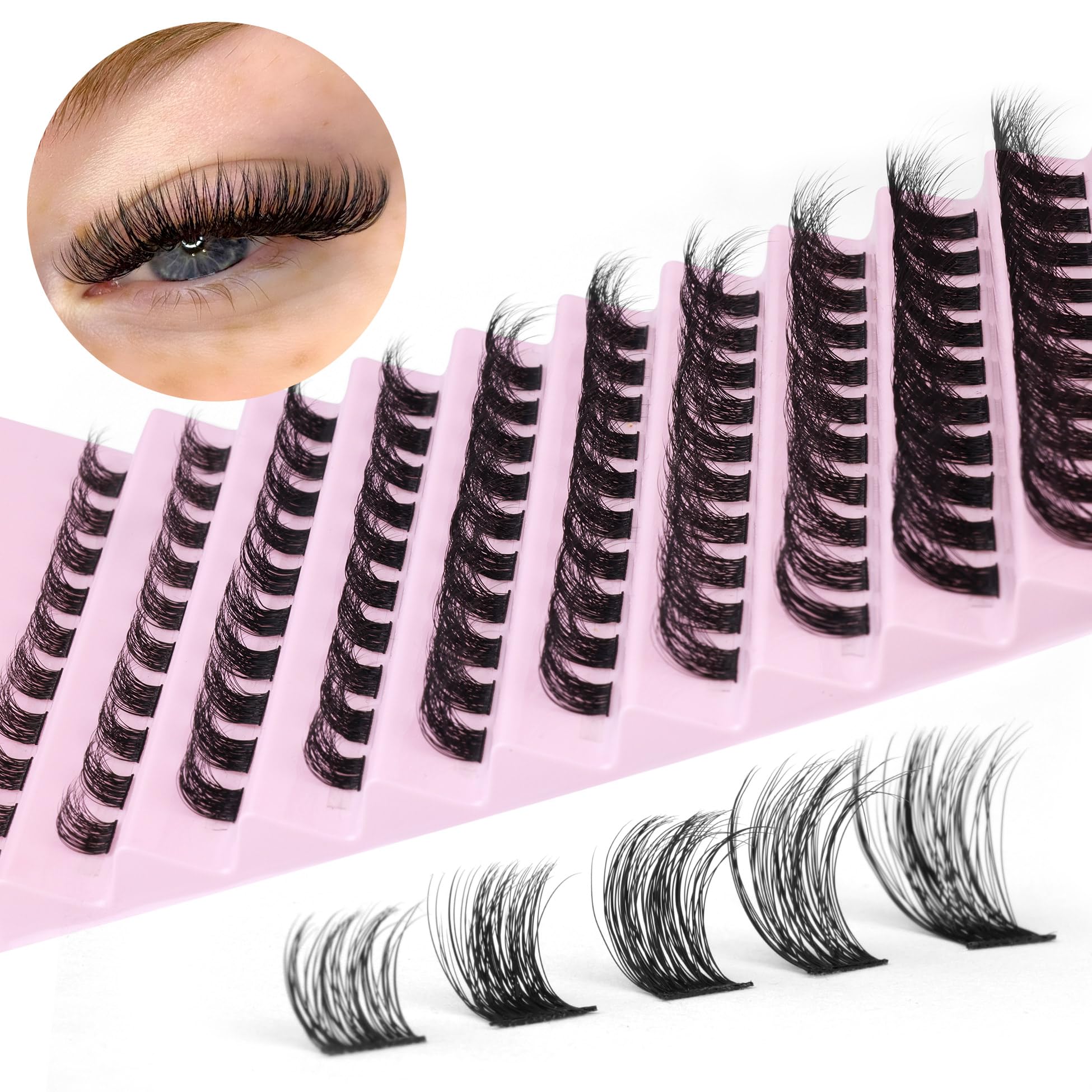 Eyelashes Extension Cluster Lashes Individual Full Volume Lashes Natural Look 8-16MM DIY False Lashes Mink D Curl 100 Pcs Fake Eyelashes by Winifred