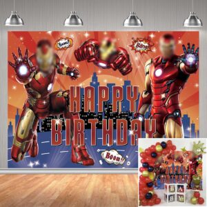 city superhero backdrop birthday decorations superhero boom party supplies superhero fans for kids boys baby shower cake table banner photo background (7x5ft(210x150cm))