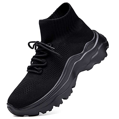 VAXAV Women's Fashion Mesh High Top Sneakers Casual Walking Road Running Jogging Shoes Size 7 Black