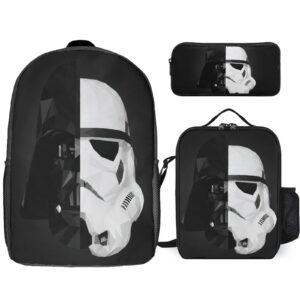 fevedeco stormtroper cartoon backpack set 3 pack anime junior primary schoolbag lunch box pencil case for kids shoulder bags 17 inch 3pcs