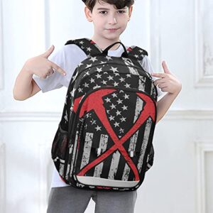 Glaphy American Flag Firefighter Backpack School Bag Lightweight Laptop Backpack Student Travel Daypack with Reflective Stripes