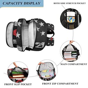 Glaphy American Flag Firefighter Backpack School Bag Lightweight Laptop Backpack Student Travel Daypack with Reflective Stripes