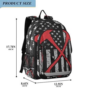 Glaphy American Flag Firefighter Backpack School Bag Lightweight Laptop Backpack Student Travel Daypack with Reflective Stripes