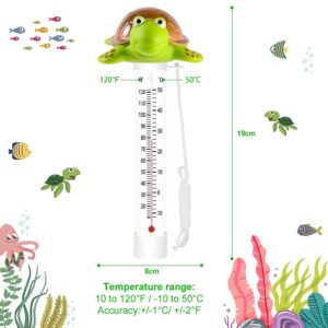 LED Floating Pool Thermometer, Large Display with String Easy to Read, Shatter Resistant, for Outdoor & Indoor Swimming Pools, Spas, Hot Tubs & Aquariums (Turtle)