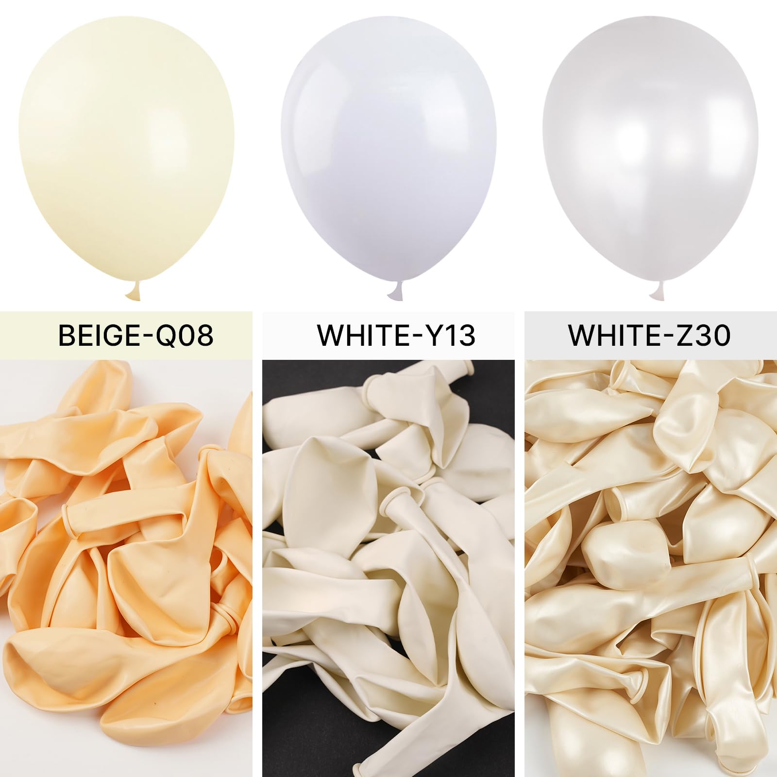 PartyWoo White Balloons, 127 pcs Matte White Balloons Different Sizes Pack of 36 Inch 18 Inch 12 Inch 10 Inch 5 Inch White Balloons for Balloon Garland or Balloon Arch as Party Decorations, White-Y13