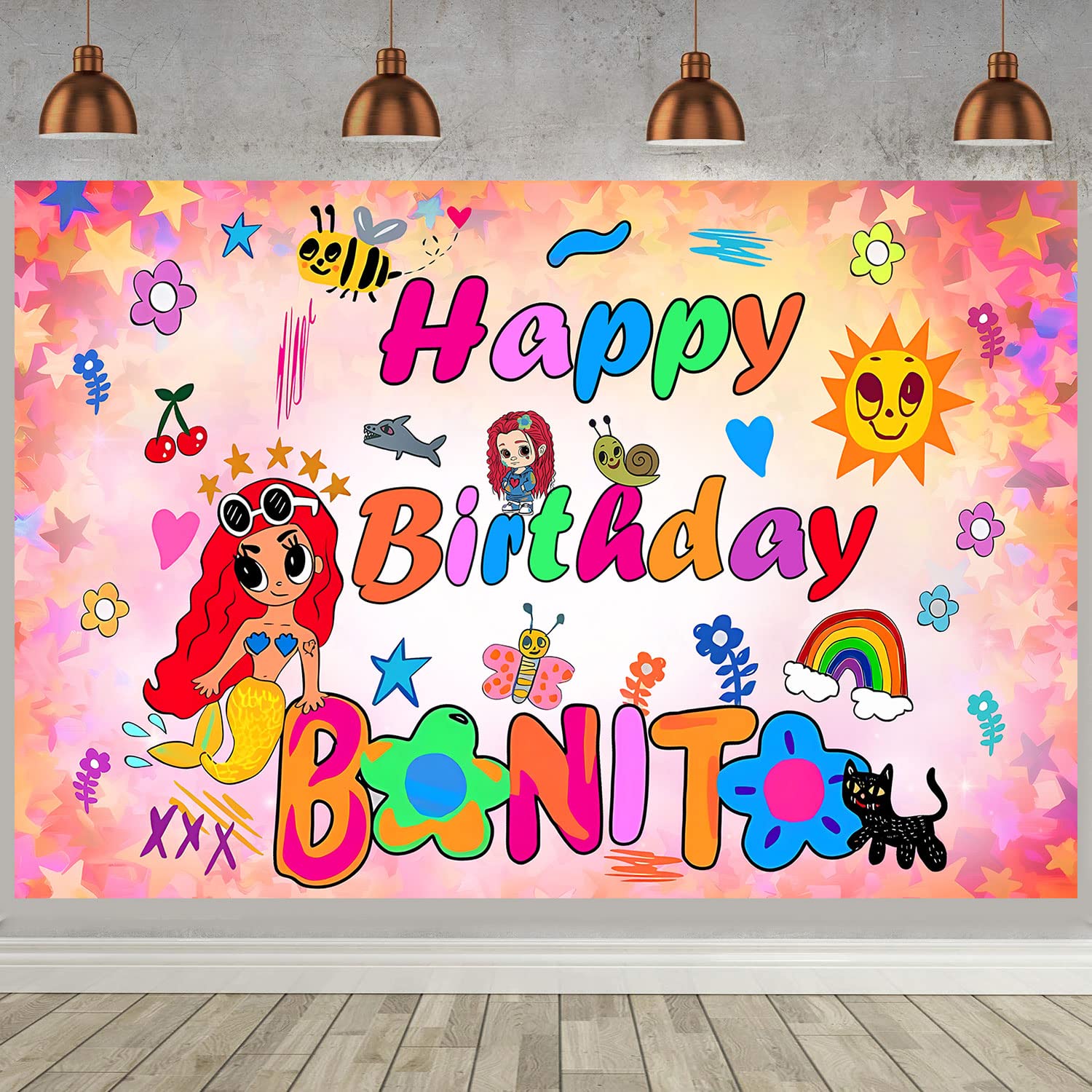 AUSDU Manana Birthday Party Supplies,1 Happy Birthday Backdrop,18 Ballons for Manana Party Decorations, 5 x 3FT Karol G Birthday Banner Decor Photo Background for Girls Boys Kids