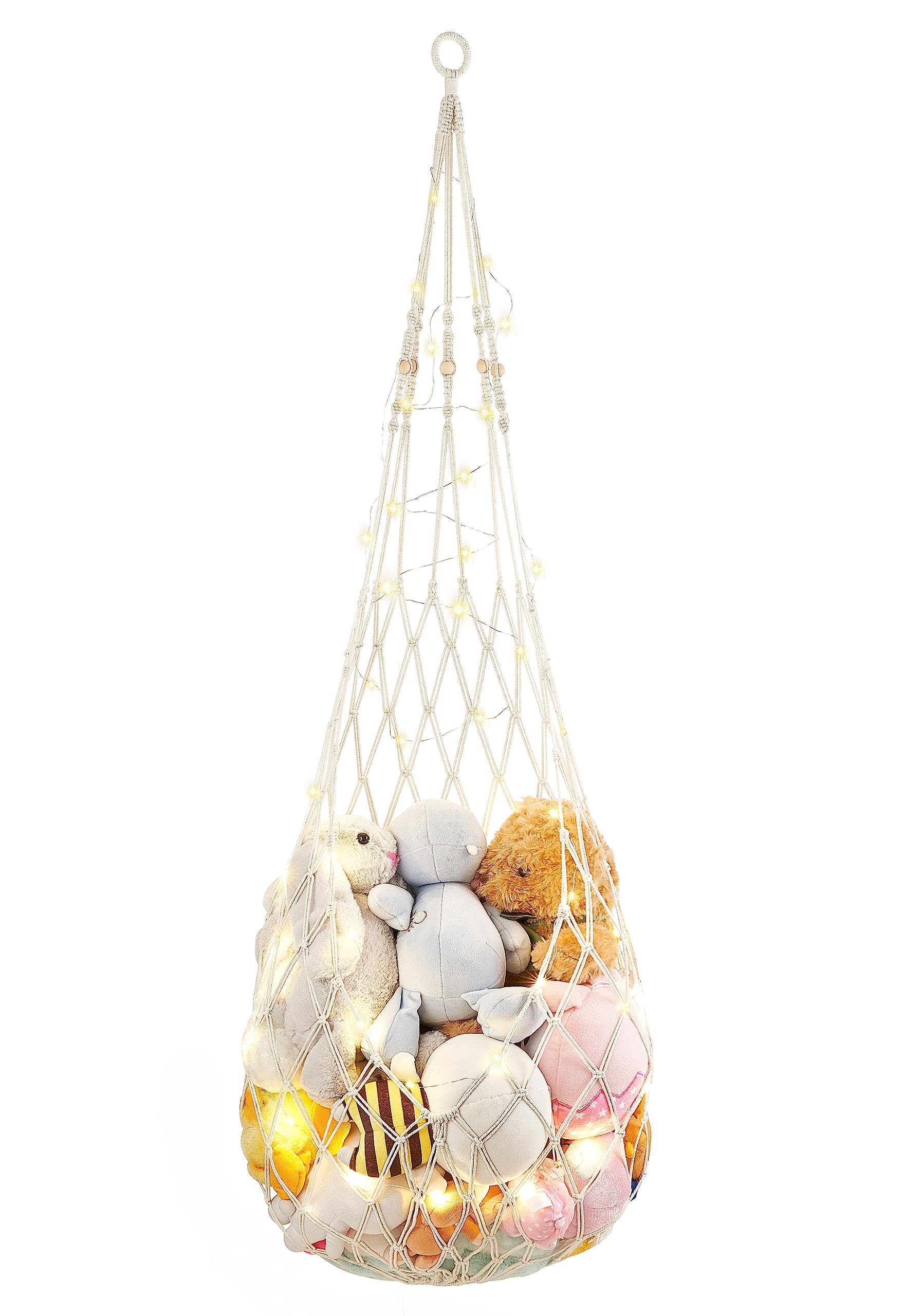 Mkono Stuffed Animal Net or Hammock One-Hook Hanging Toy Organizer Macrame Plush Net Wall and Ceiling Hanging Stuffed Animals Storage Display for Nursery Kid Room Playroom