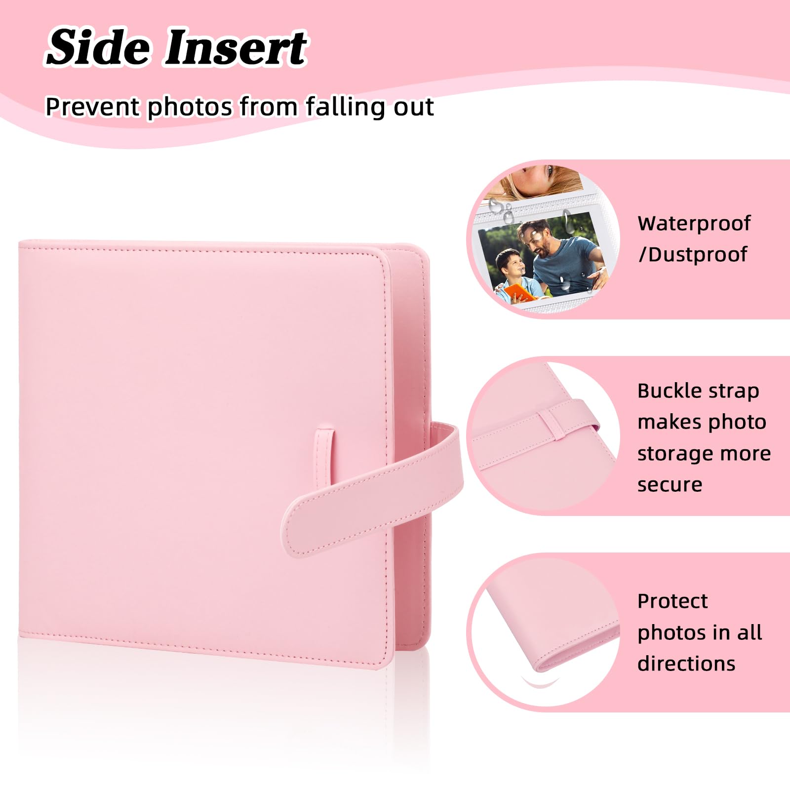 360 Pockets Photo Album for Fujifilm Instax Mini 12 11 9 8 40 Evo Instant Camera, For Polaroid Snap/PIC-300/Z2300/ SocialMatic Instant Cameras & Zip Instant Printer (Baby Pink)