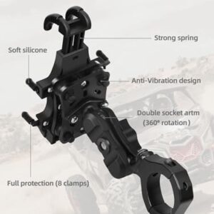 ZIDIYORUO Anti-Vibration UTV Phone Mount Heavy Duty, Full Protection UTV Phone Holder with Aluminum Bracket Fit for 1.75-2" Roll Cage, Adjustable UTV Cell Phone Holder Holds 4.7-7.1" Phones