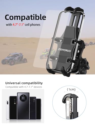 ZIDIYORUO Anti-Vibration UTV Phone Mount Heavy Duty, Full Protection UTV Phone Holder with Aluminum Bracket Fit for 1.75-2" Roll Cage, Adjustable UTV Cell Phone Holder Holds 4.7-7.1" Phones