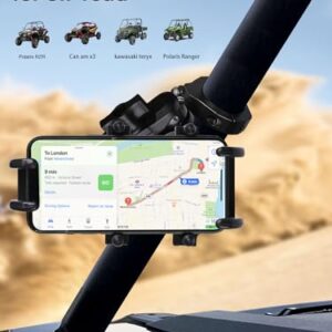 ZIDIYORUO Anti-Vibration UTV Phone Mount Heavy Duty, Full Protection UTV Phone Holder with Aluminum Bracket Fit for 1.75-2" Roll Cage, Adjustable UTV Cell Phone Holder Holds 4.7-7.1" Phones