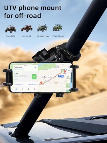 ZIDIYORUO Anti-Vibration UTV Phone Mount Heavy Duty, Full Protection UTV Phone Holder with Aluminum Bracket Fit for 1.75-2" Roll Cage, Adjustable UTV Cell Phone Holder Holds 4.7-7.1" Phones