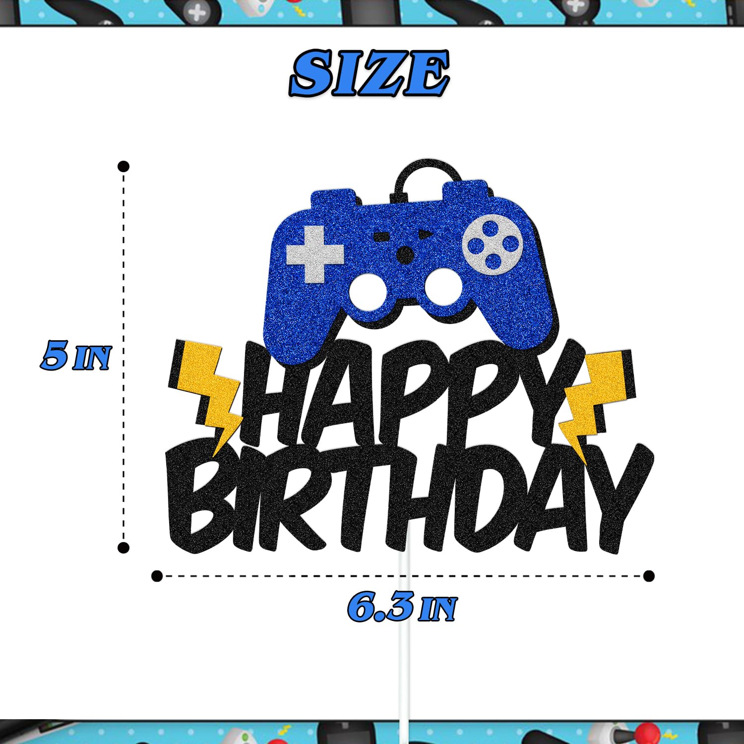 Video Game Cake Topper Happy Birthday Cake Decoration Level Unlocked Cake Decor Playing Controller Level Up Theme for Boys Girls Bday Baby Shower Event Celebration Supplies