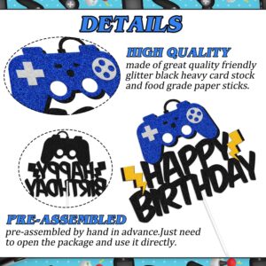 Video Game Cake Topper Happy Birthday Cake Decoration Level Unlocked Cake Decor Playing Controller Level Up Theme for Boys Girls Bday Baby Shower Event Celebration Supplies