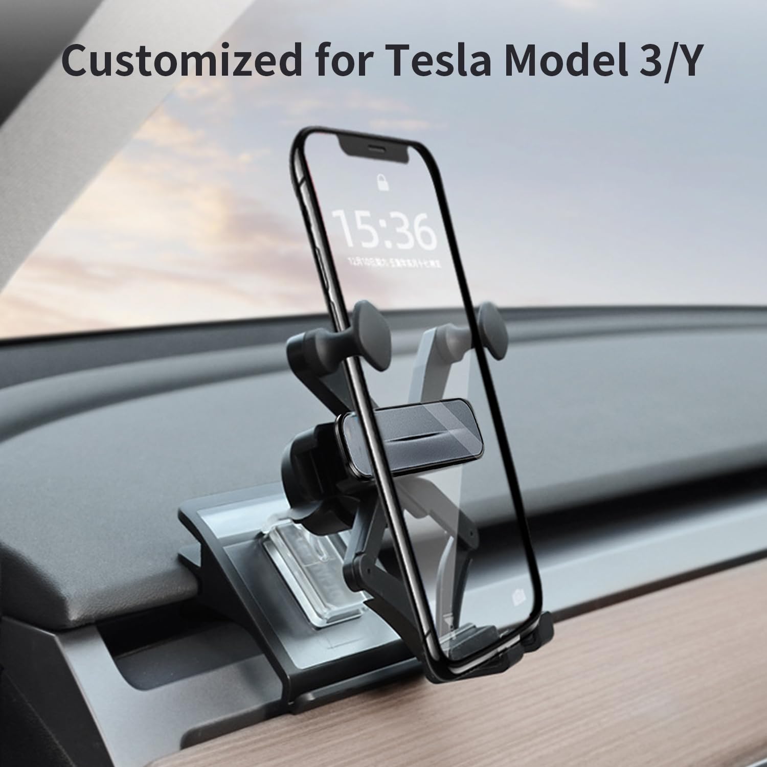 POSWIS Phone Mount Holder for Tesla Model 3/Y 2017-2023, Compatible with 4.7-6.7inch Phone, 360° Rotating Head Compatible with All Car