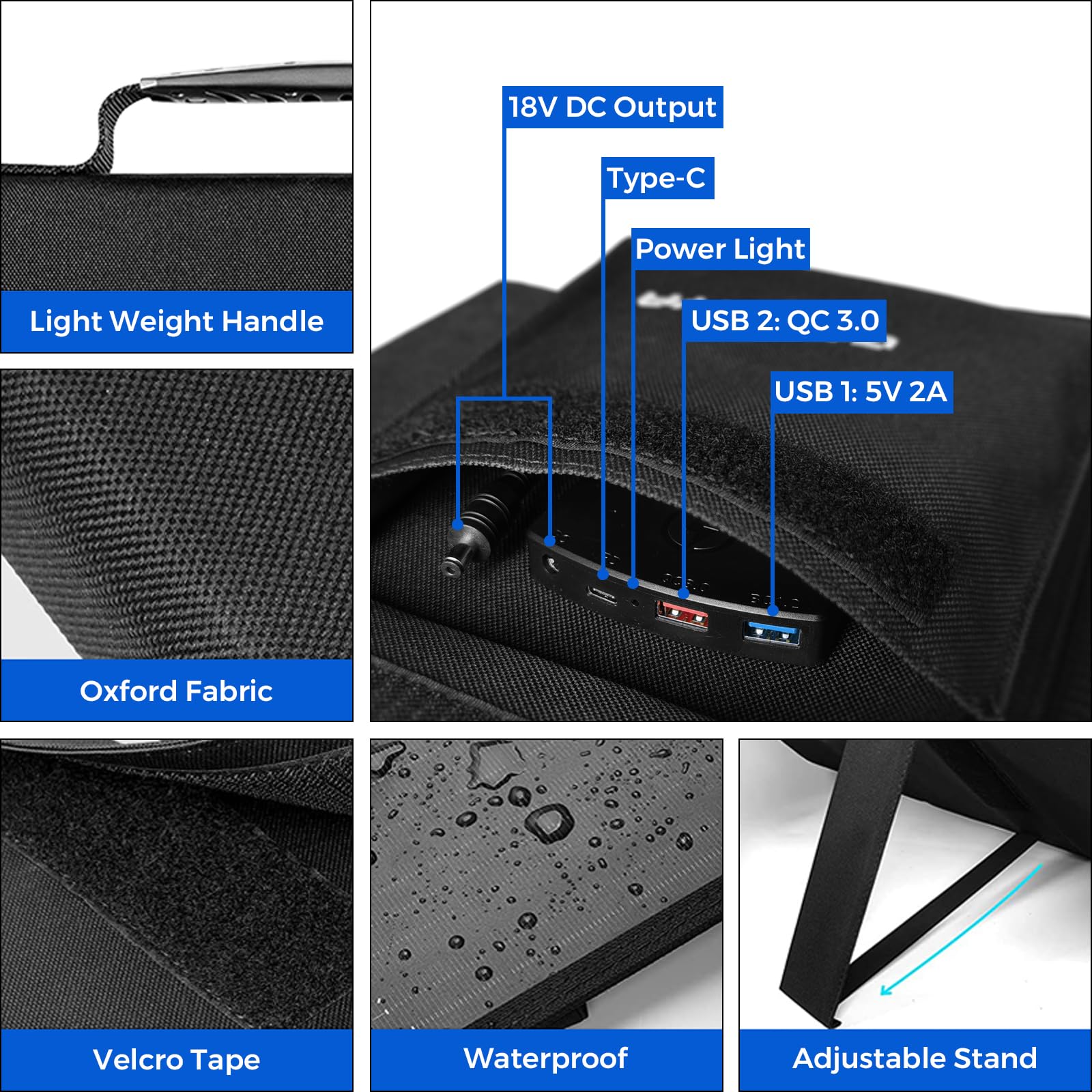 120W Portable Solar Panel – Solar Panels for Camping with USB & DC Output - Folding Solar Panel for Camping RV & Outdoor Use - Compatible with Solar Generators Power Stations