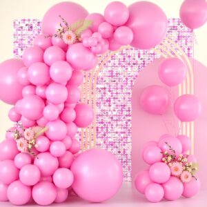 freechase 154pcs pink party latex balloons of different sizes 18/12/10/5inch pink balloons with pink ribbon balloon chain for birthday gender reveal baby shower wedding balloon arch kit decorations