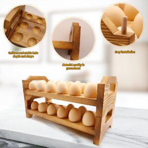 Forzater Wooden Egg Holder Countertop, Stackable Egg Storage Trays for 36 Fresh Chicken Deviled Egg Organizer Rustic Kitchen Decoration, Egg Container Rack, set of 2 pieces