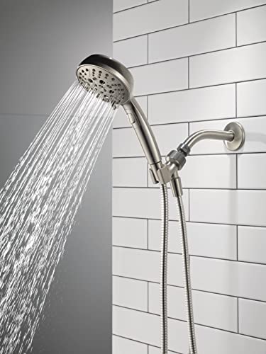 Delta Faucet 6-Setting Handheld H2Okinetic Shower Head, Brushed Nickel Shower Head with Hose, Handheld Shower Heads, Detachable Shower Head, Hand Shower 1.75 GPM, Stainless 75536SN