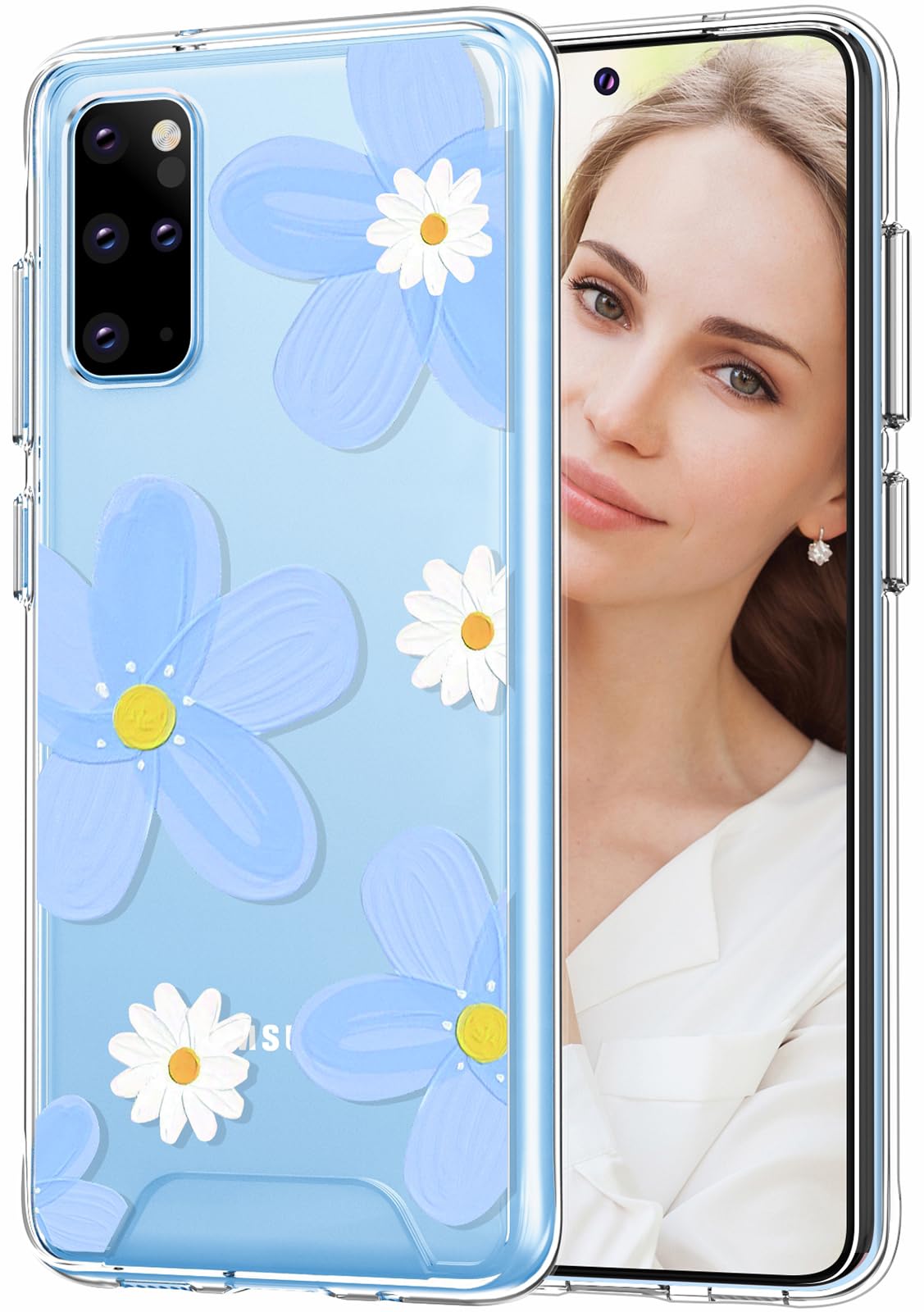 Rayboen for Galaxy S20 Plus Case, Floral Pattern Shockproof Protection Phone Cover, Silicone Protector Funda para Samsung S20 Plus Transparent Flexible Sleek Durable Case