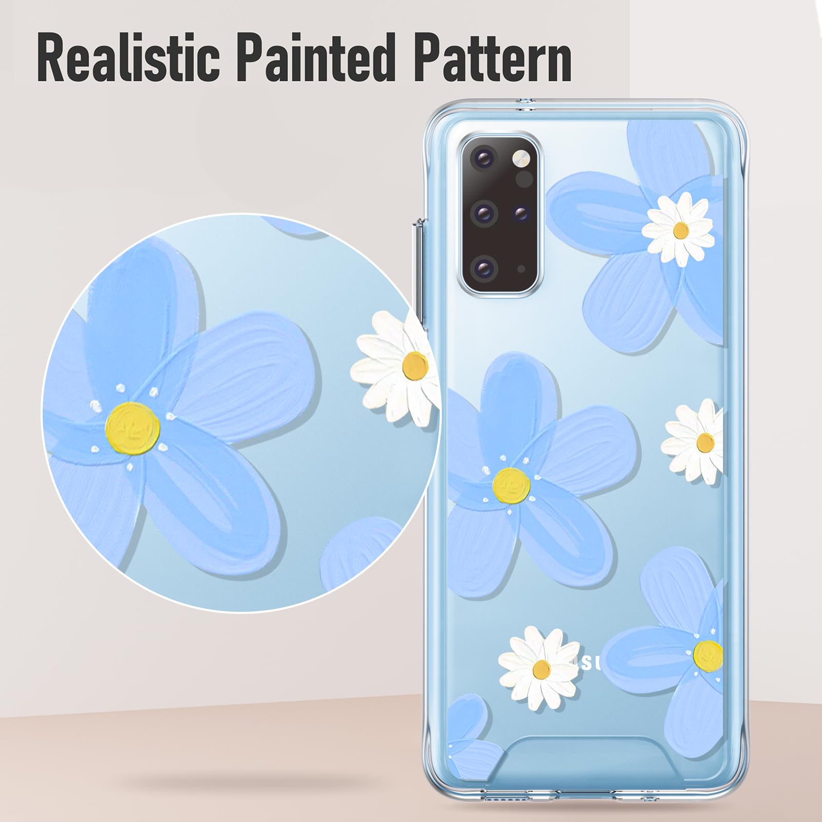 Rayboen for Galaxy S20 Plus Case, Floral Pattern Shockproof Protection Phone Cover, Silicone Protector Funda para Samsung S20 Plus Transparent Flexible Sleek Durable Case