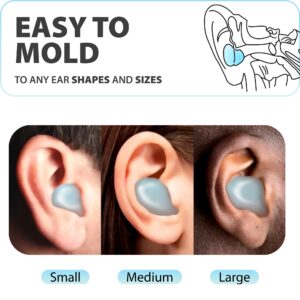 PQ Silicone Gel Wax Ear Plugs - 16 Earplugs Noise Canceling Waterproof Earplugs for Swimming and Sleeping, Noise Reduction Ear Protection, Sound Blocking Level 32Db (16 Pillows) Blue