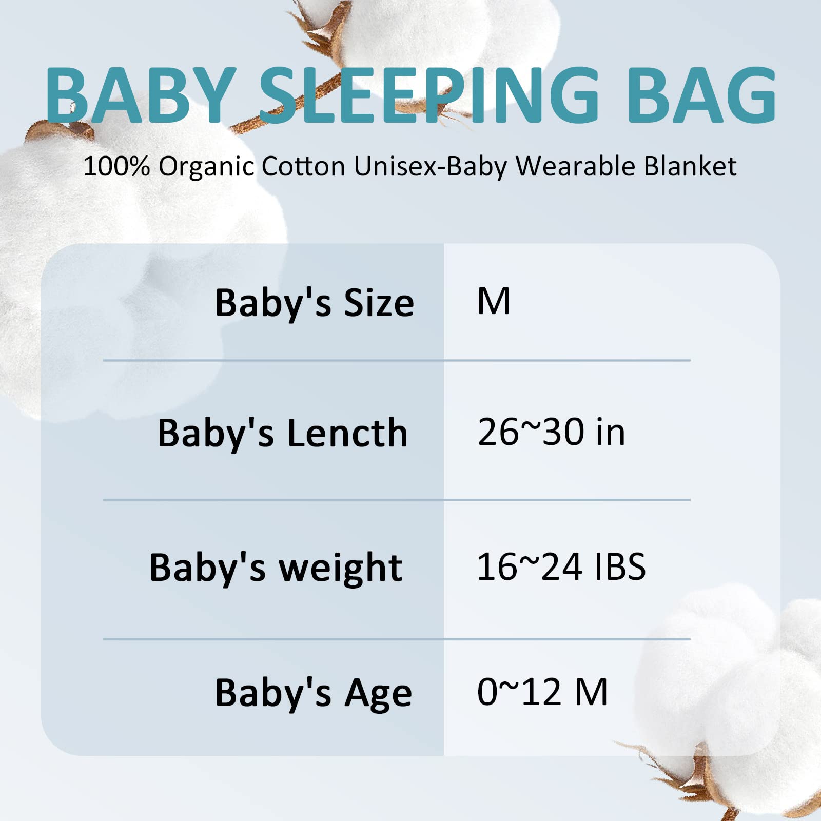 SOYES Wearable Blankets Baby,100% Organic Cotton,Fits Baby Boys and Girls