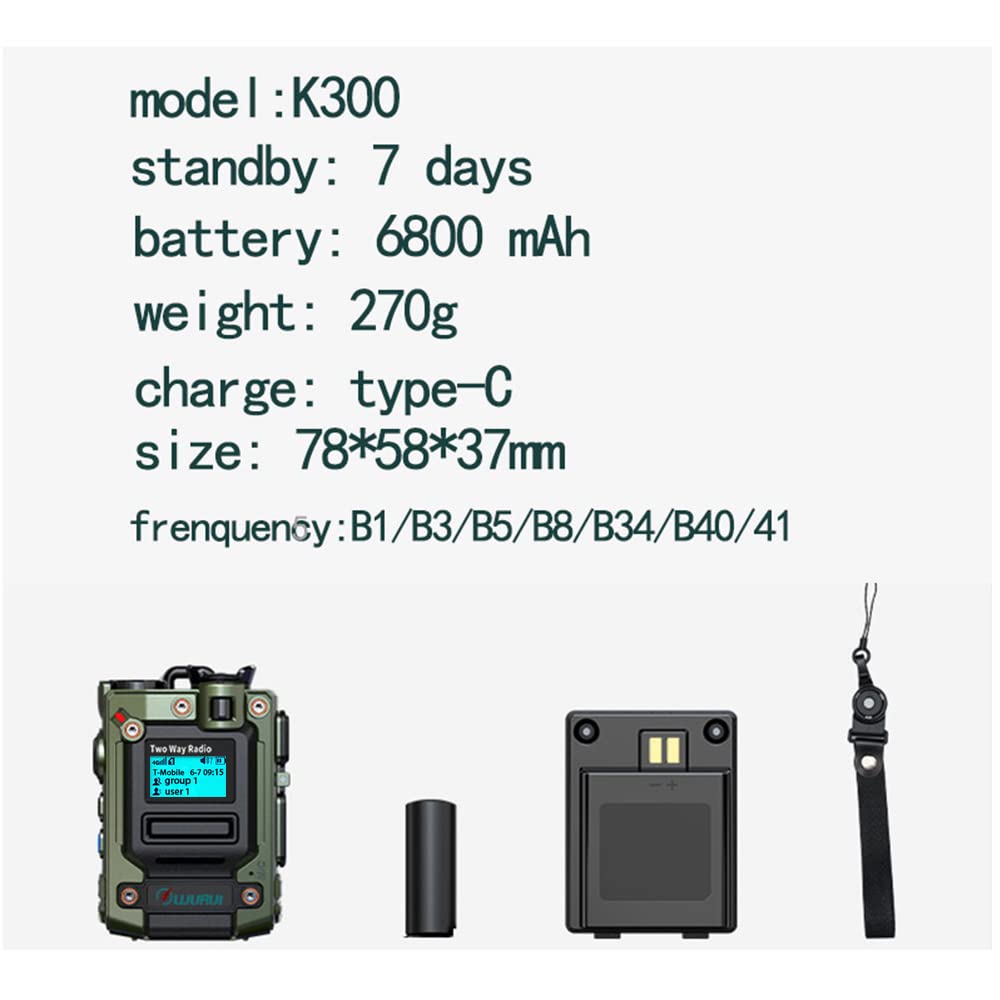 Wurui TXQ K300 Global-ptt 4G POC walkie Talkie for Adults Long Range intercom 1000 Miles Distance Network Two Way Radio… (2greenwithcard)