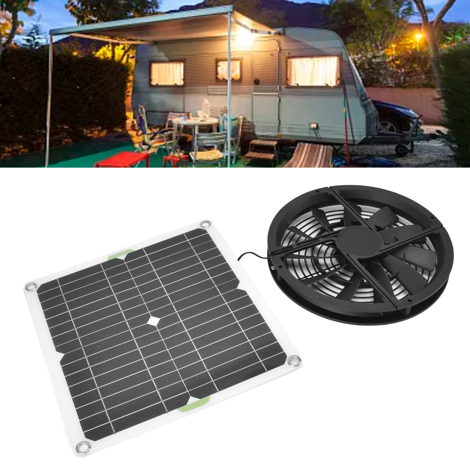 Solar Panel Fan Kit, 100W 12V 2A Solar Powered Greenhouse Fan with Solar Panel, Waterproof Round Ventilation Case Solar Exhaust Fan for Household Chicken Coop Greenhouse Shed