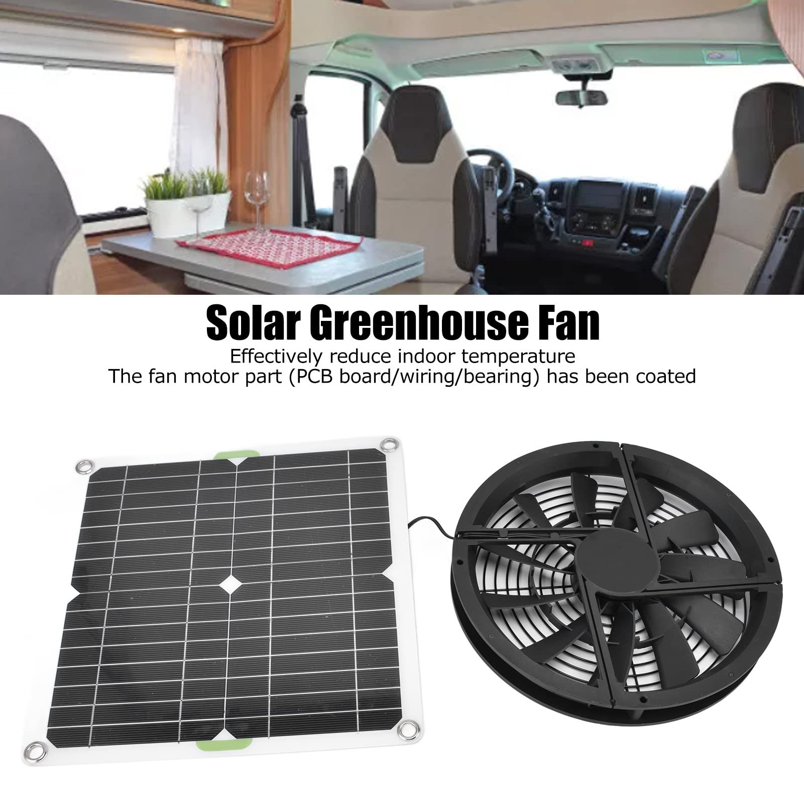 Solar Panel Fan Kit, 100W 12V 2A Solar Powered Greenhouse Fan with Solar Panel, Waterproof Round Ventilation Case Solar Exhaust Fan for Household Chicken Coop Greenhouse Shed